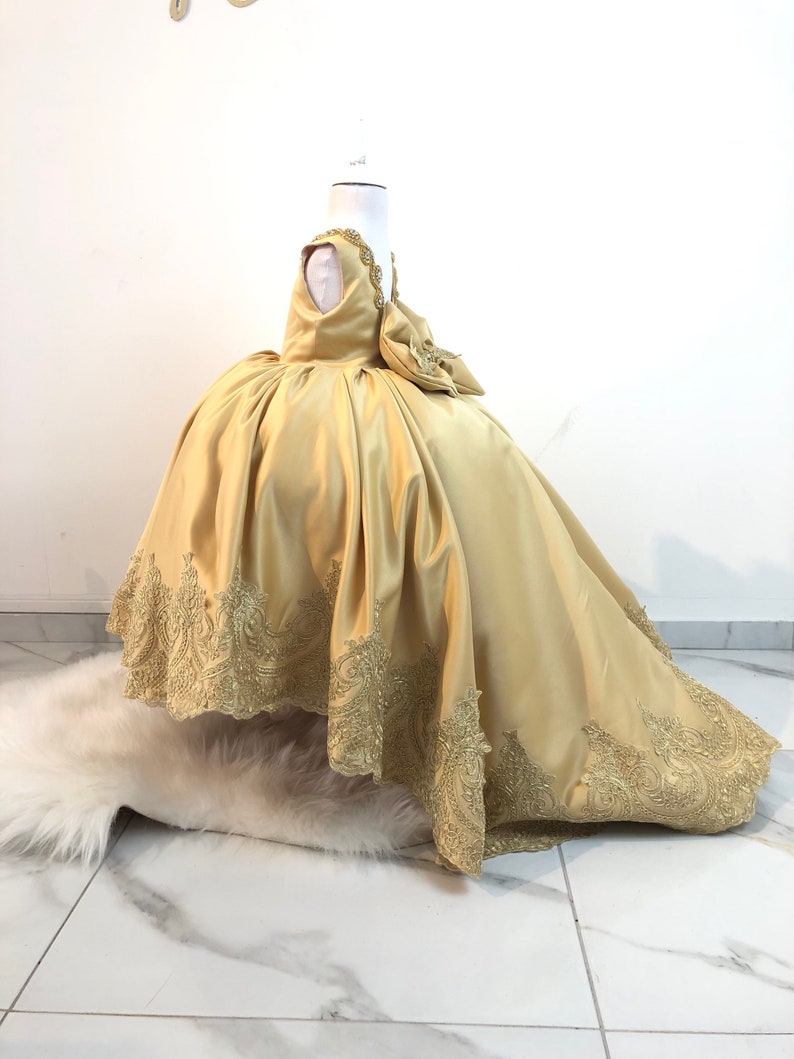 Gold Tulle Lace Formal Flower Girl Dress For Special Occasion Etsy