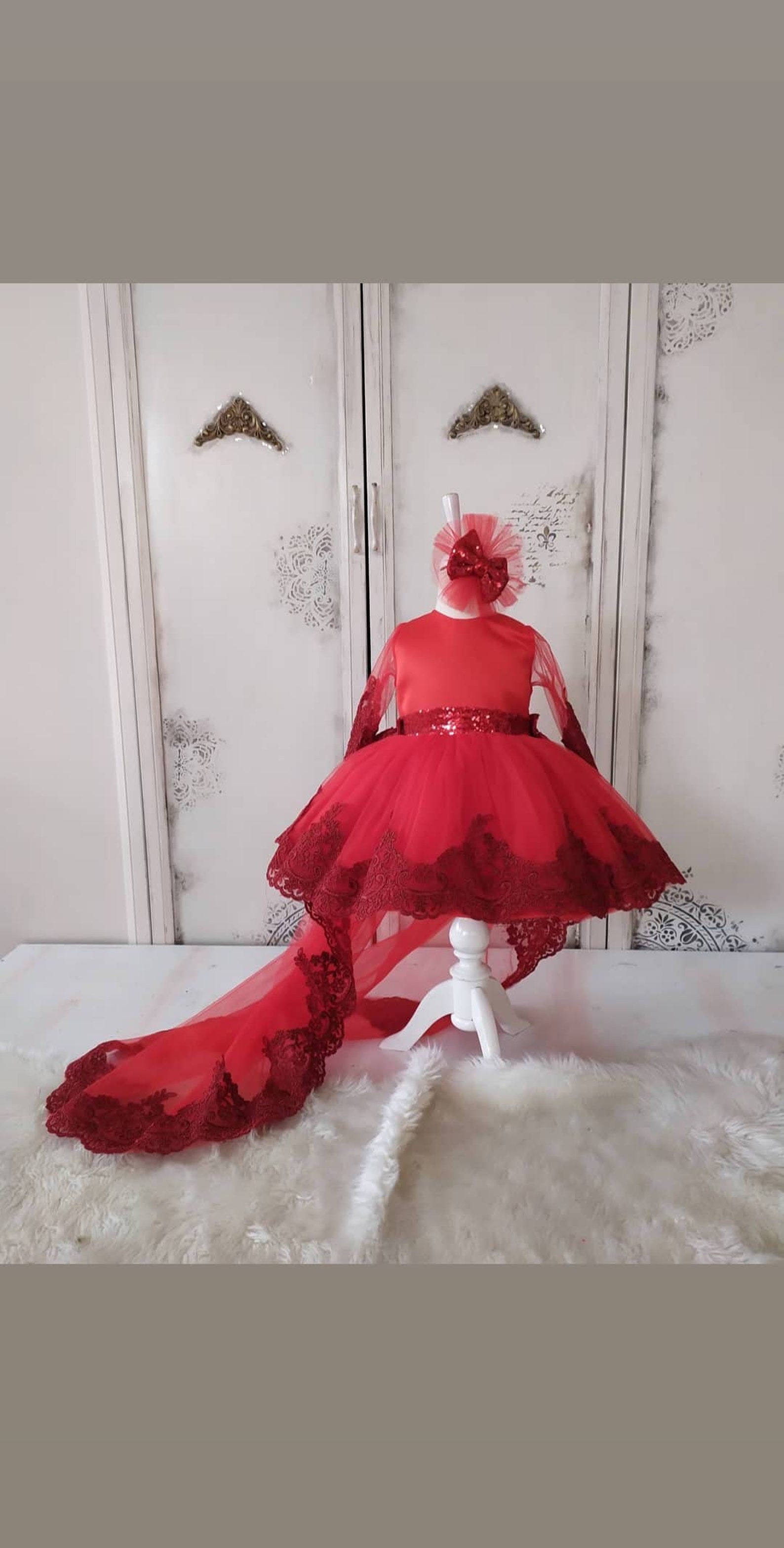 High Low Red Dress Girl Red Lace Tulle Dress Baby Girl - Etsy