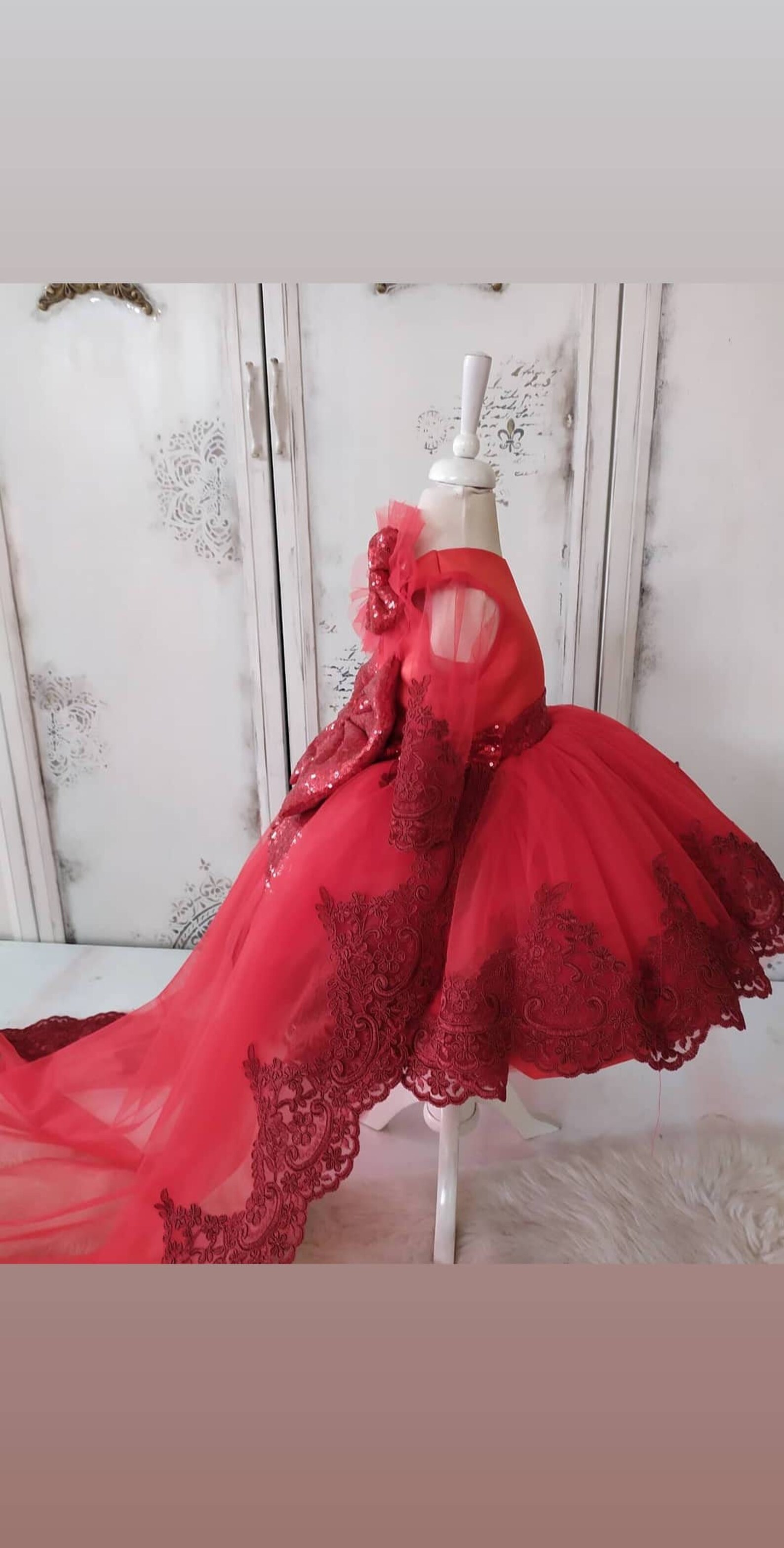 High Low Red Dress Girl Red Lace Tulle Dress Baby Girl - Etsy