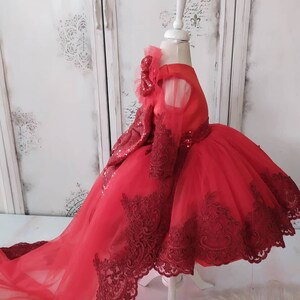 High Low Red Dress Girl Red Lace Tulle Dress Baby Girl - Etsy