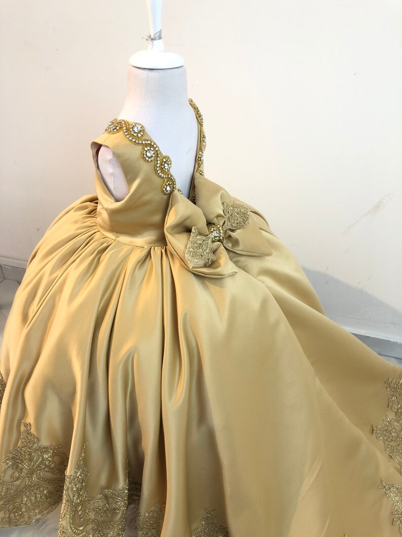 Gold Tulle Lace Formal Flower Girl Dress For Special Occasion Etsy