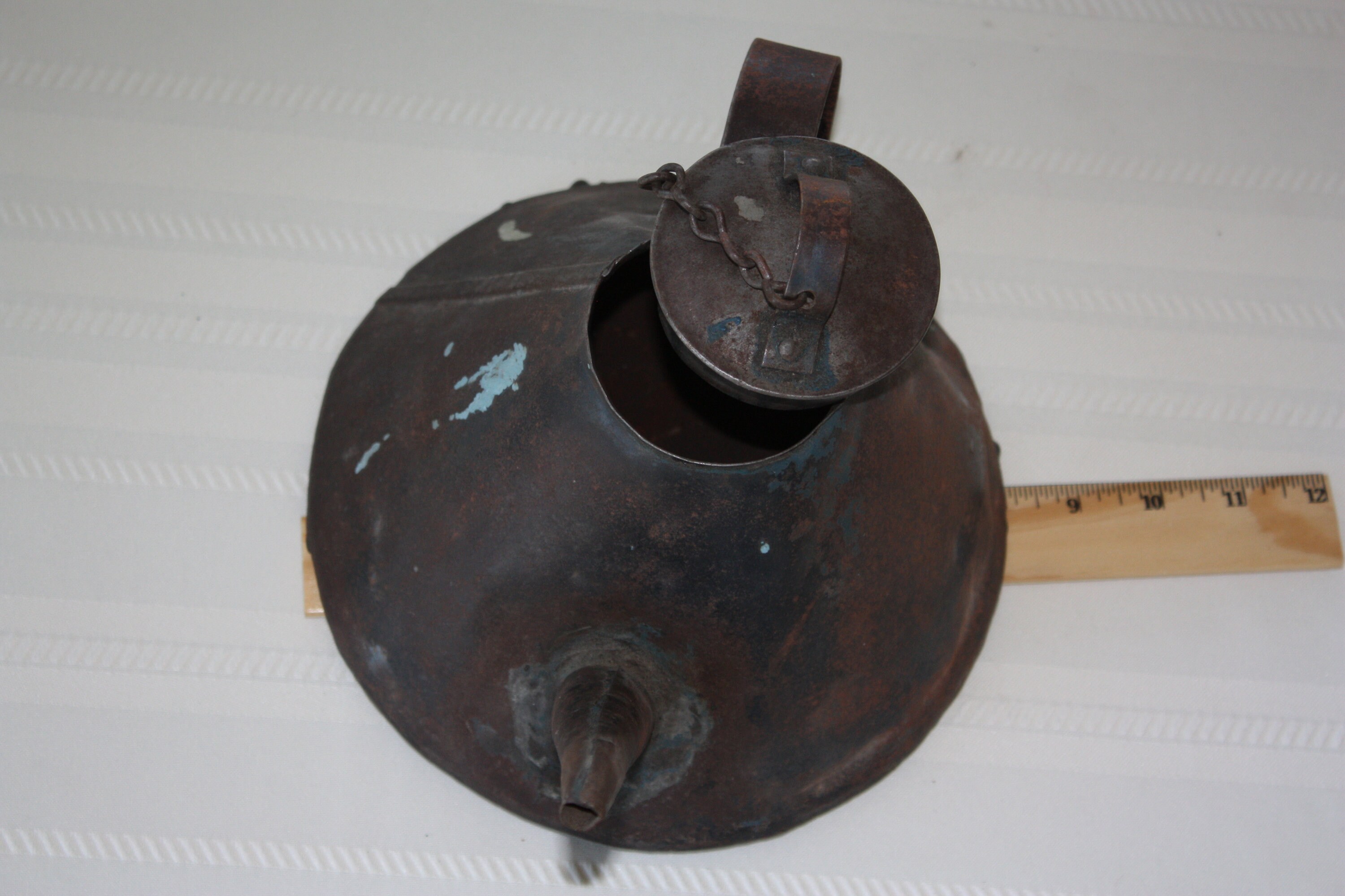 Vintage Metal Oil Kerosene Cone Shape Can With Handle Spout and Chain ...