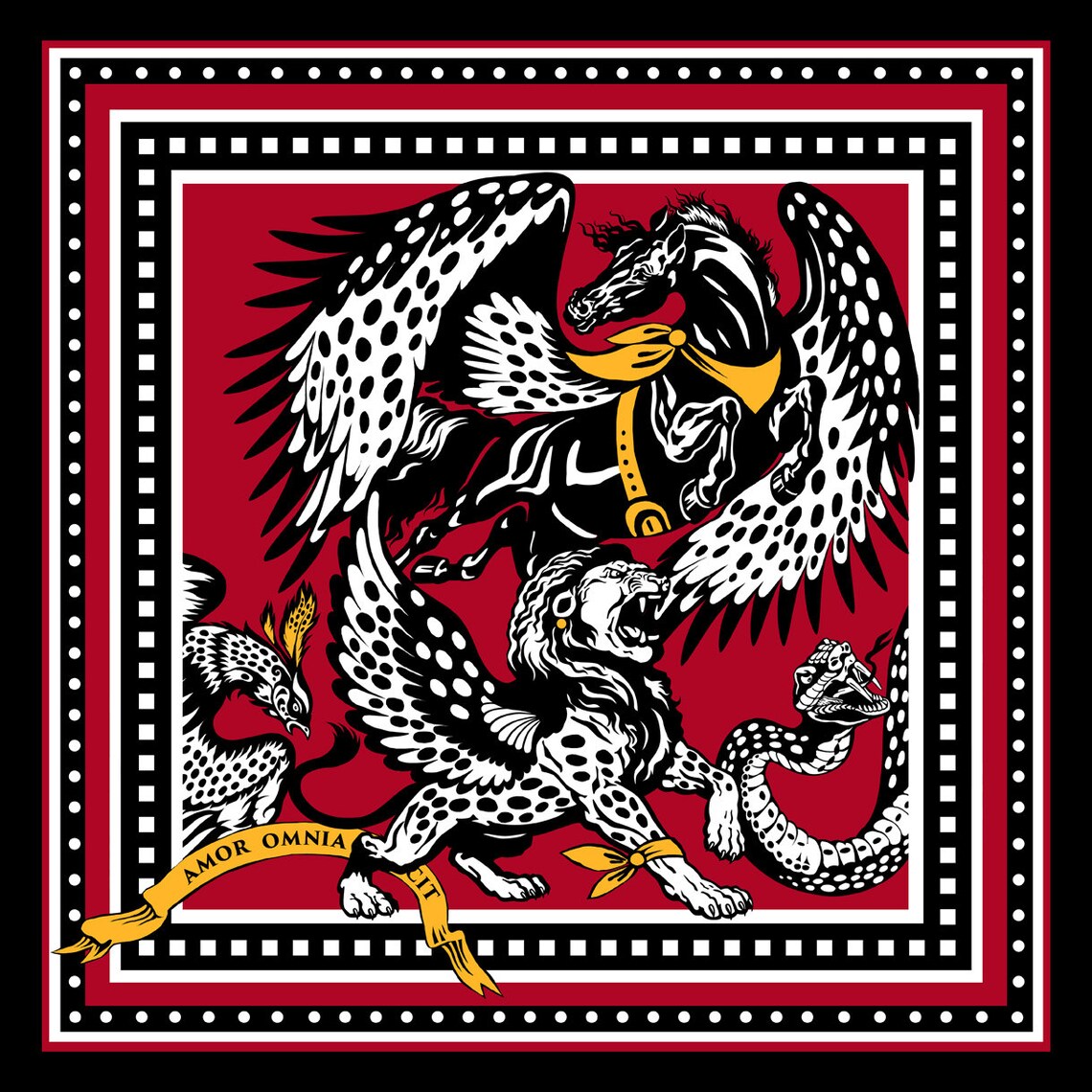 Myth Red Black White Small Square Silk Twill Neck Scarf Bag - Etsy