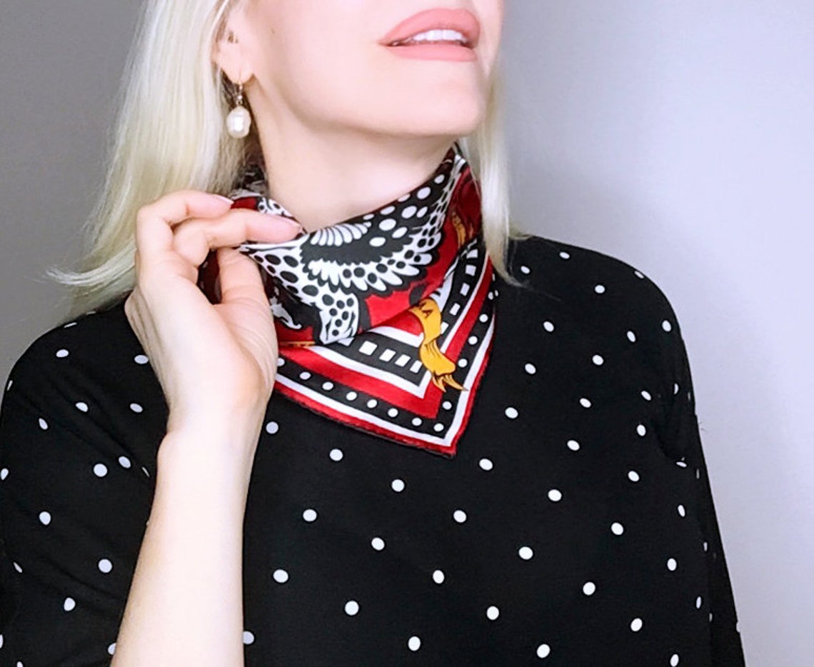 Myth Red Black White Small Square Silk Twill Neck Scarf Bag - Etsy