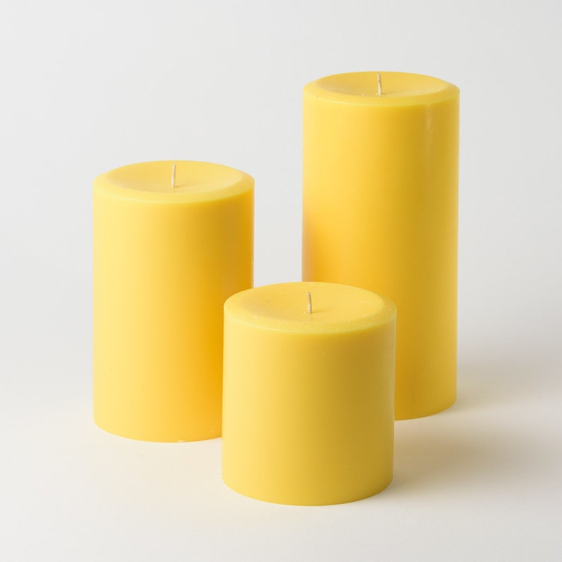 Yellow Citronella Scented Pillar Candles - Hand Made With Solid Color ...