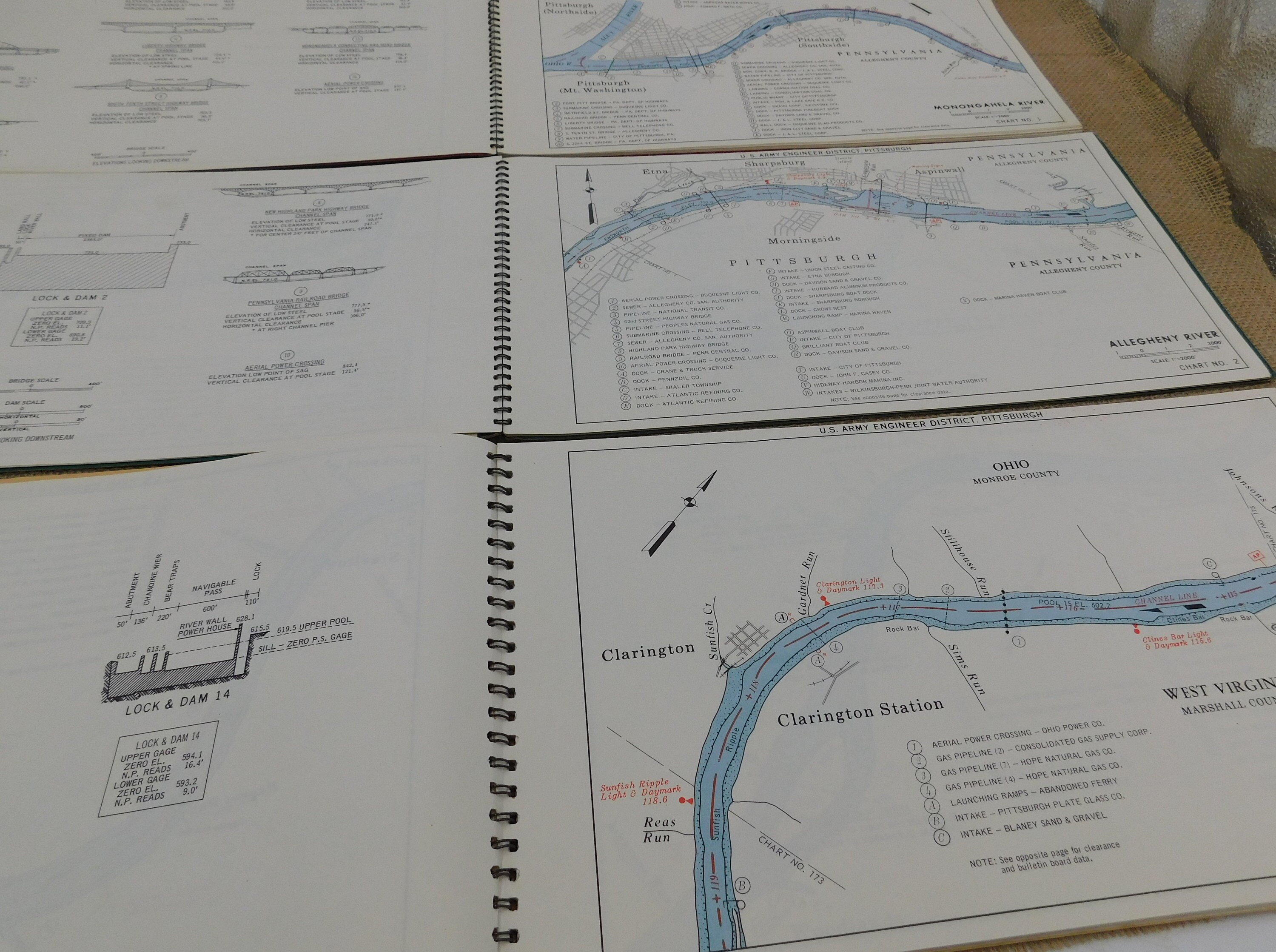 Set of 3 River Navigation Chart Books Dated 1971, Ohio, Allegheny ...