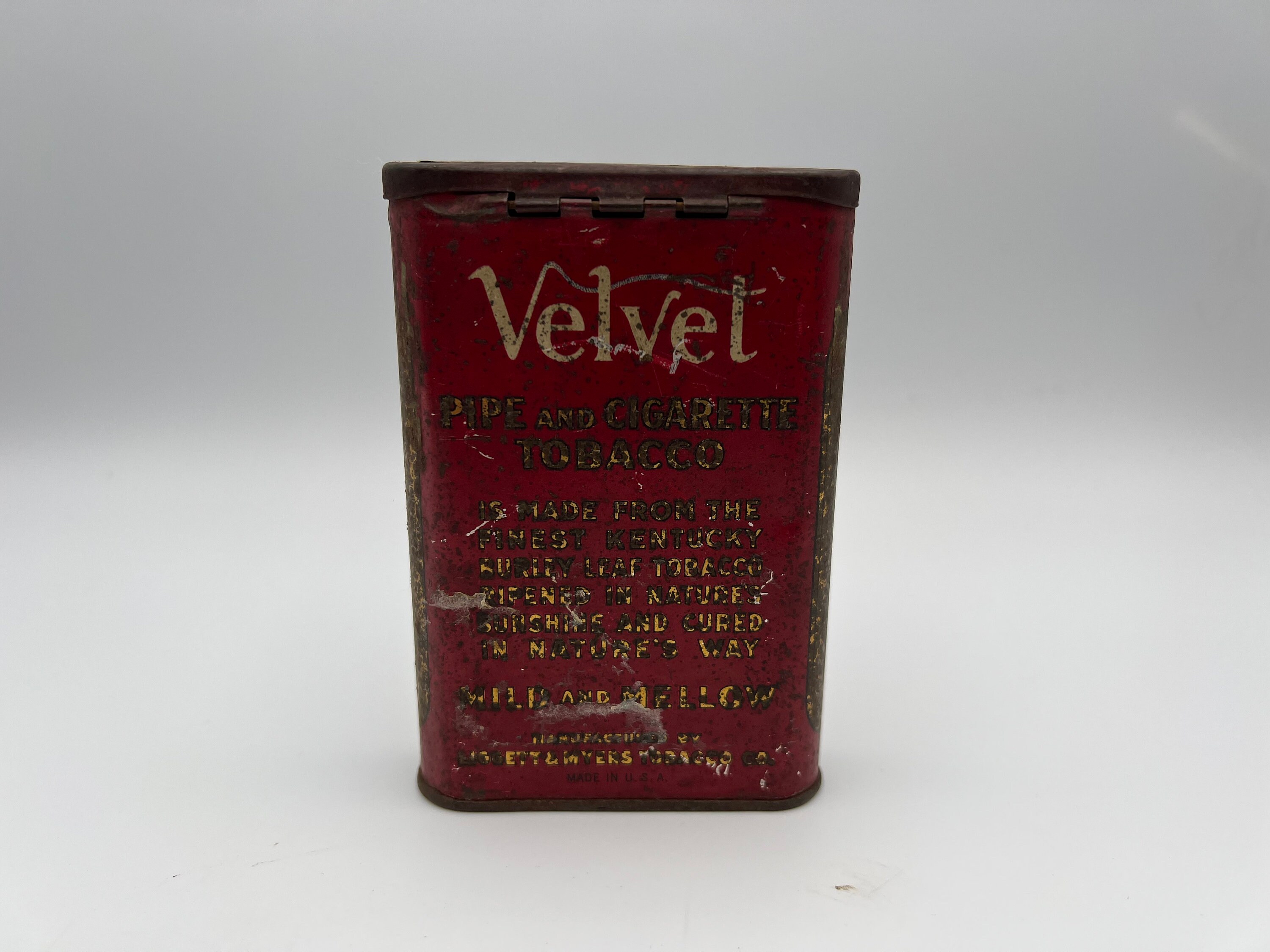 Vintage Velvet Pipe and Cigarette Tobacco Tin Ligget & Myers - Etsy