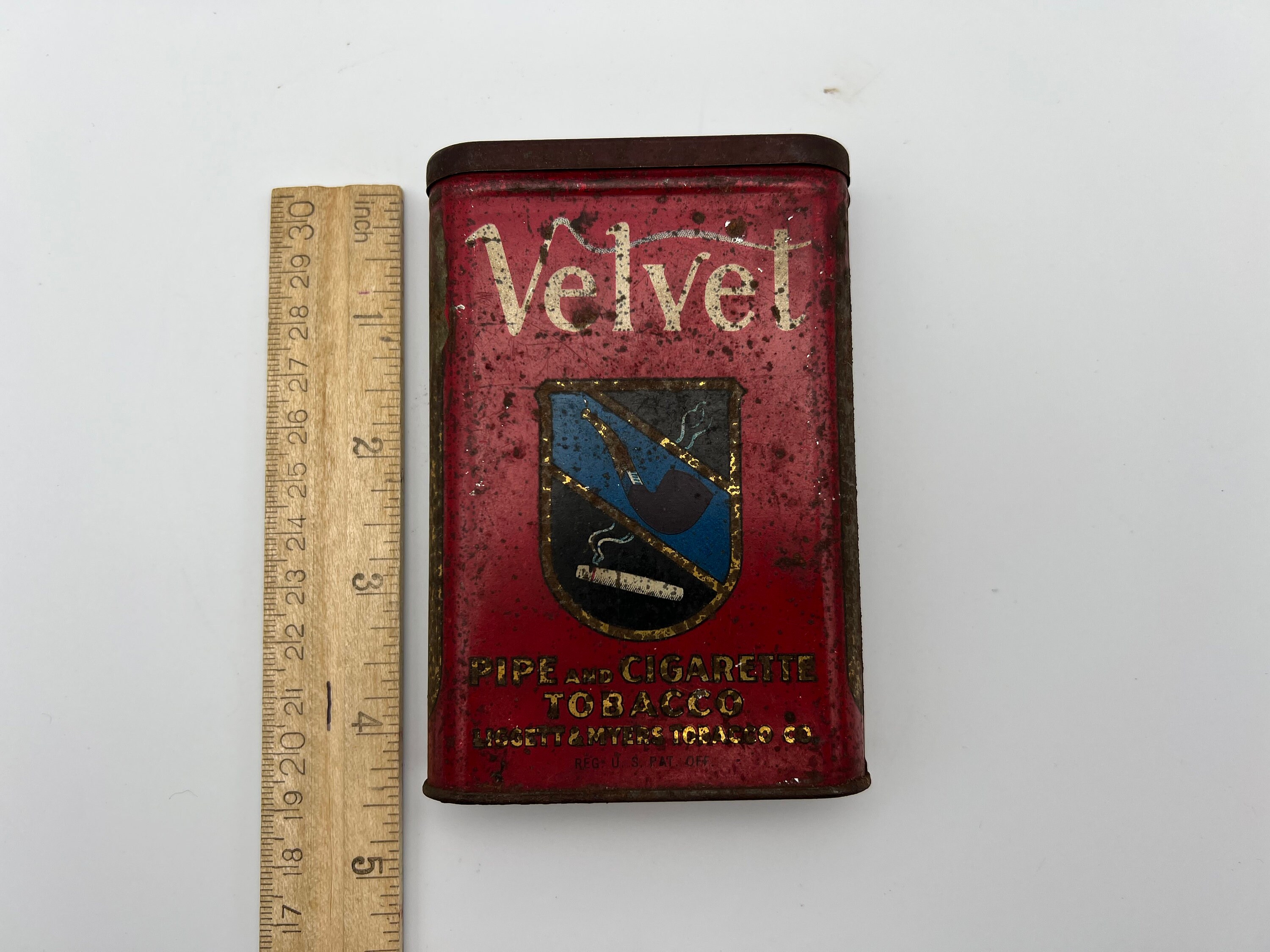 Vintage Velvet Pipe and Cigarette Tobacco Tin Ligget & Myers - Etsy
