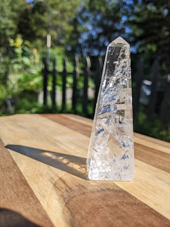 Crystal Clear Crackle Quartz Tower. Crystal Obelisk Home - Etsy