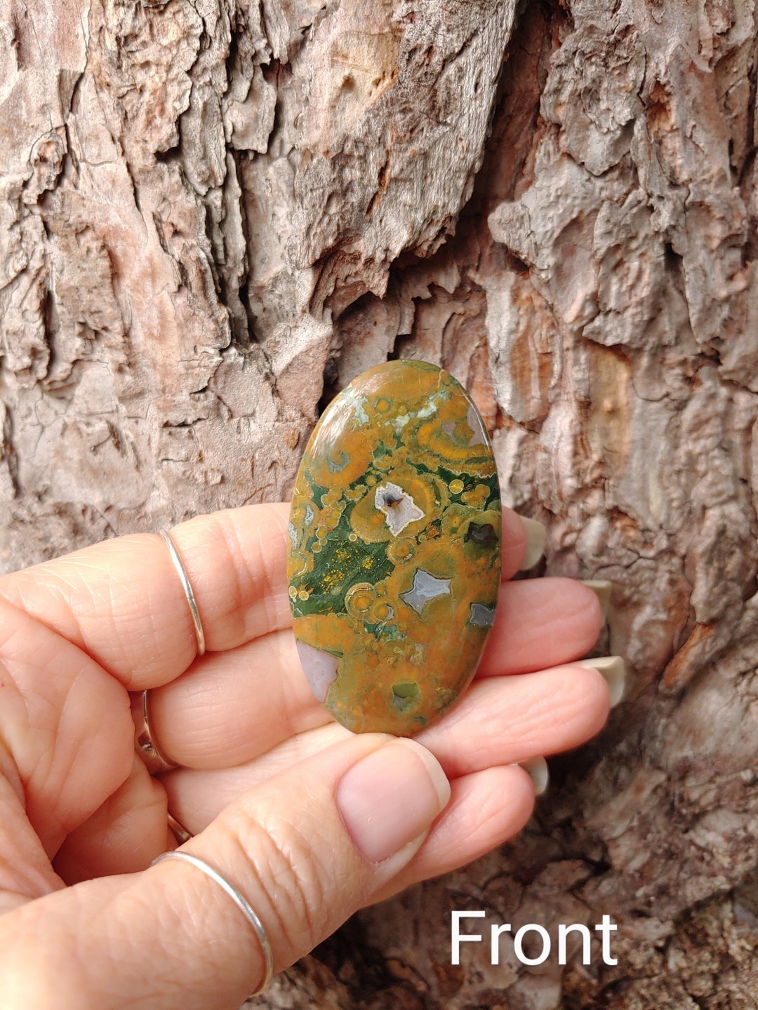 Rainforest Jasper Rhyolite Palmstone. Green Brown Agate Crystal. Smooth ...