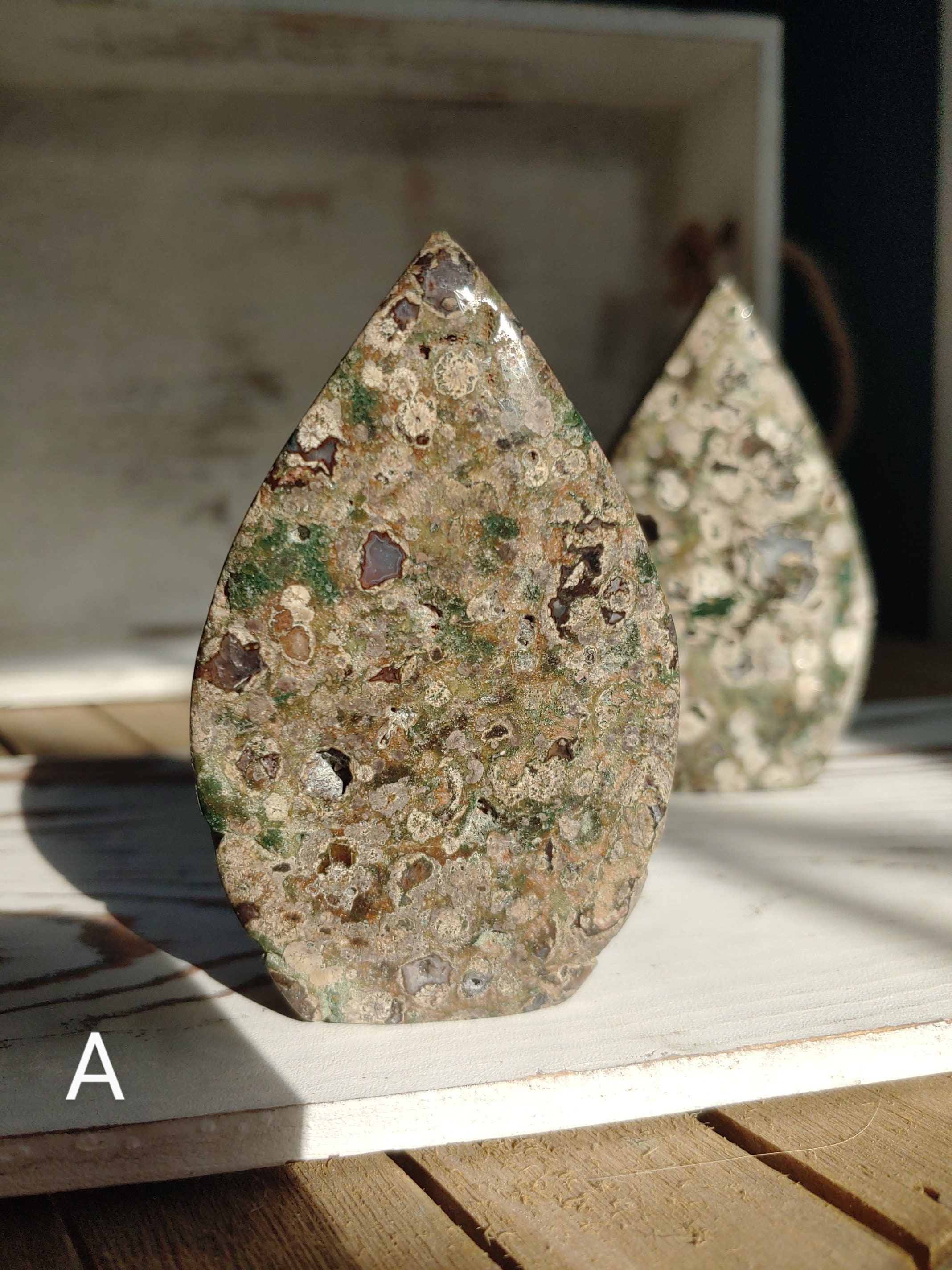 Rainforest Jasper Flame, Quartz Crystal Druzy Cave. Deep Earth Color ...