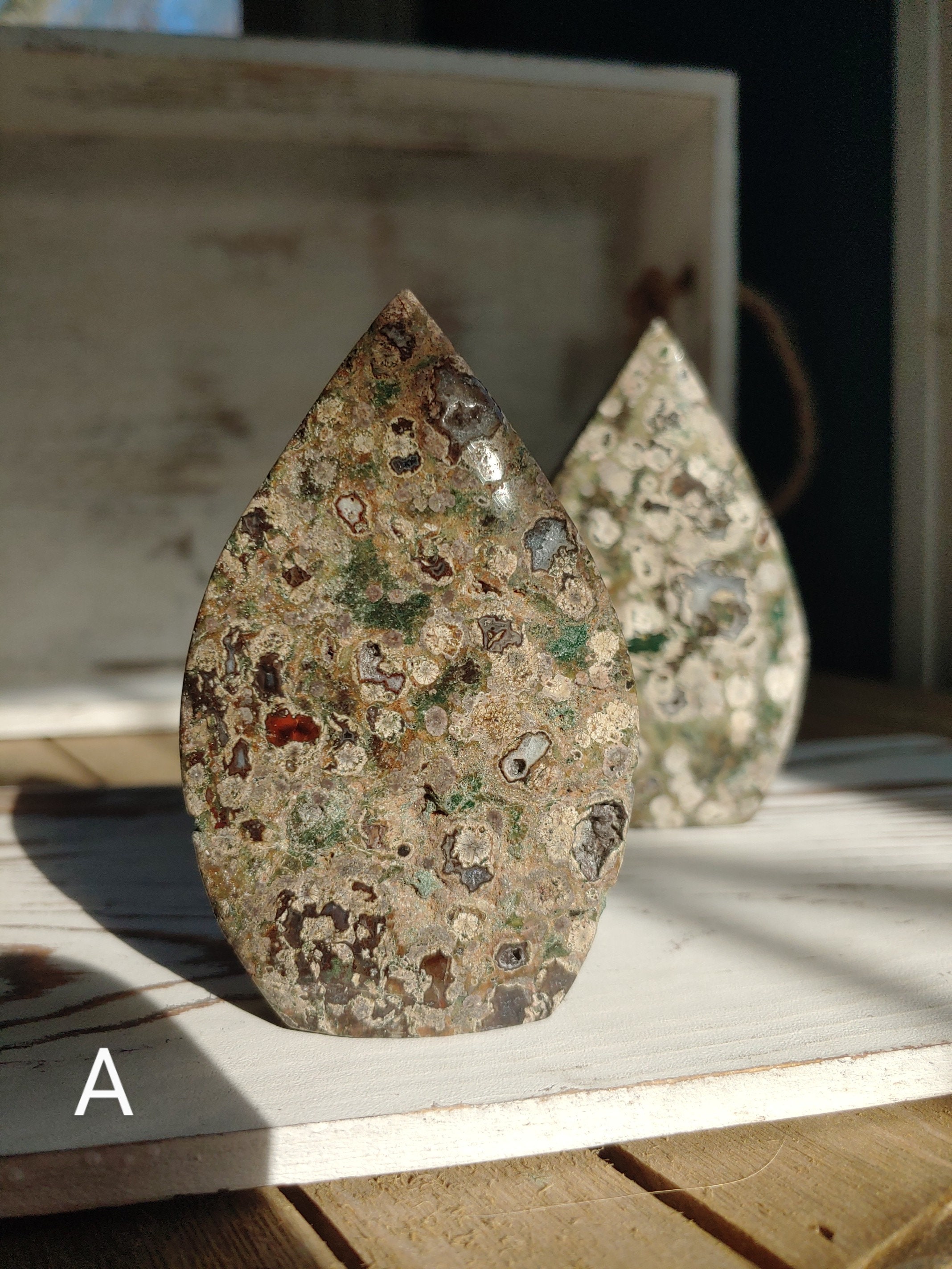 Rainforest Jasper Flame, Quartz Crystal Druzy Cave. Deep Earth Color ...