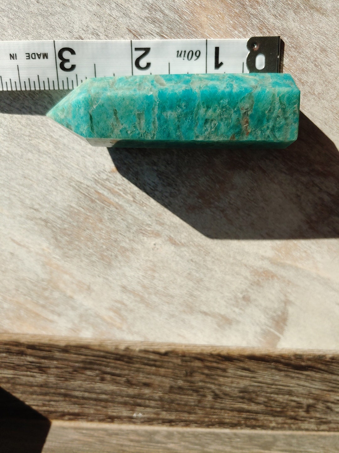 Amazonite in Quartz Tower. Gorgeous Ocean Color Texture. Hexagonal ...