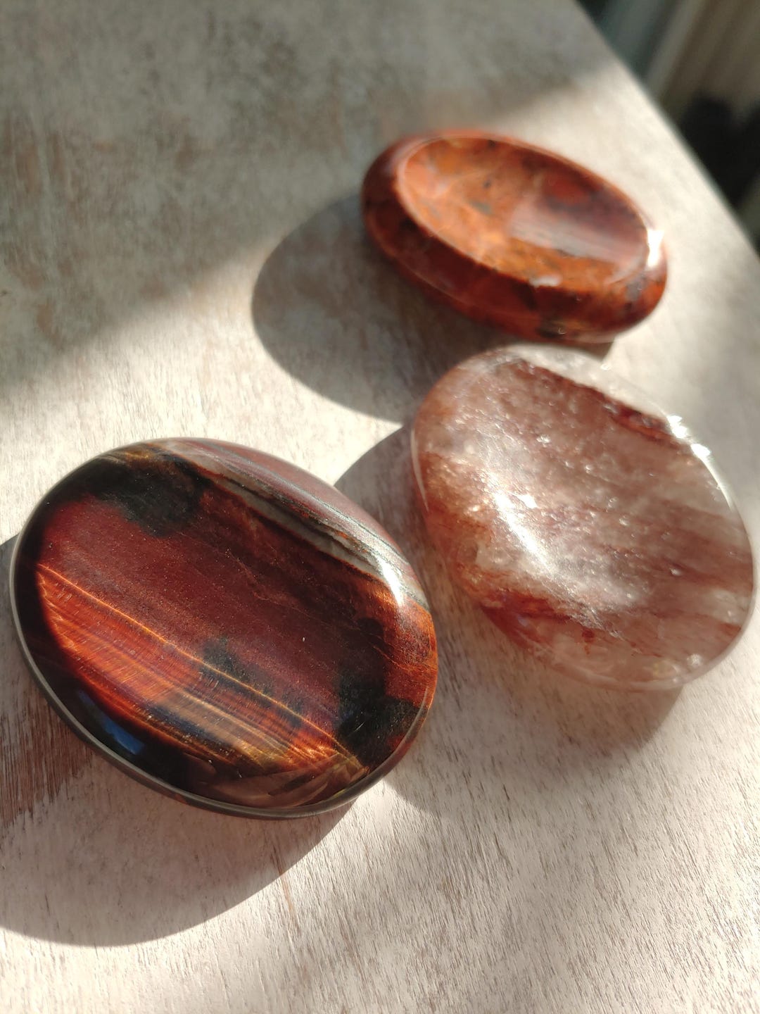 Root Chakra Set. 3 Red Worry Stones W/pouch. Comfort Keepsake. Crystal ...