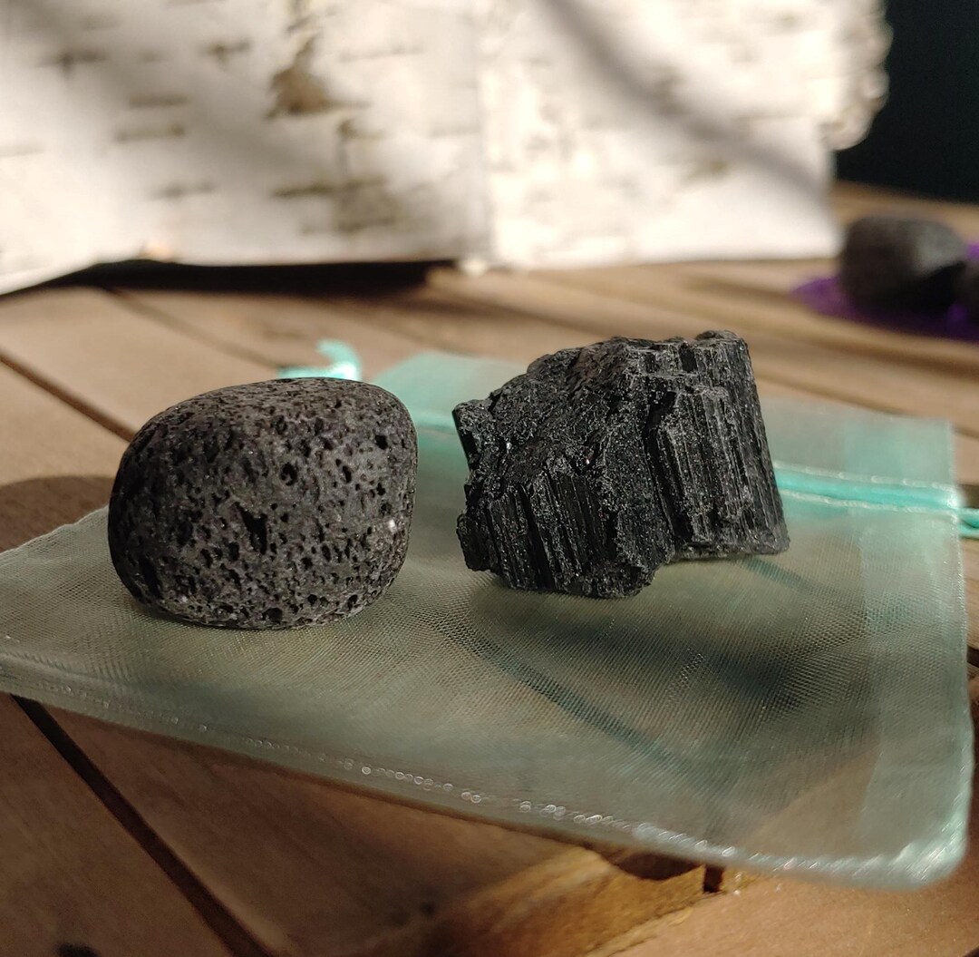 Tourmaline + Lava Stone Set *U Choose* Tourmaline Schorl + Lava Rock ...