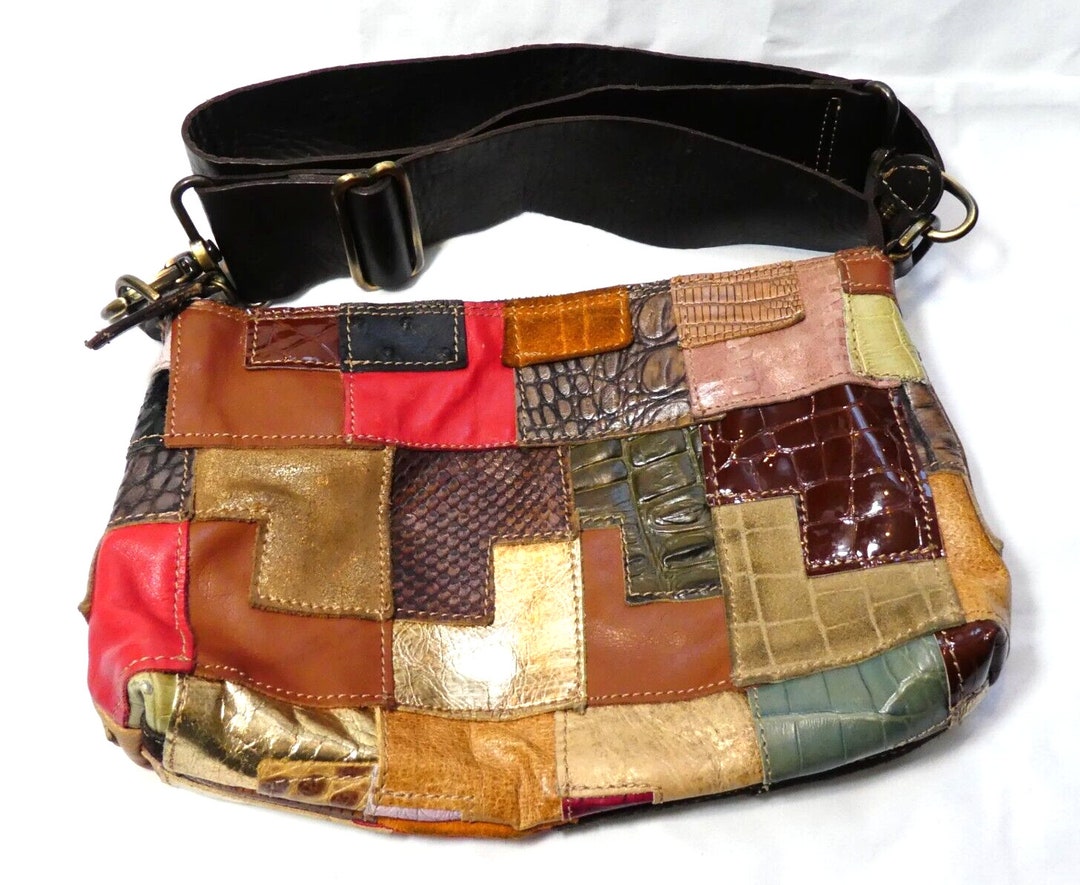 VINTAGE RARE Italian Designer JACONO Parma Leather Multi-colour Texture Patchwork Handbag - Etsy