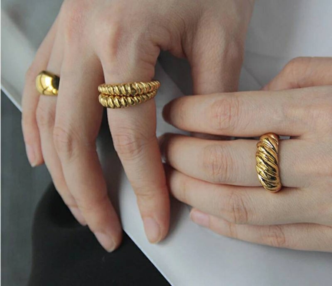 14k Gold Filled Croissant Ring Gold Twisted Ring Dome Ring - Etsy Canada