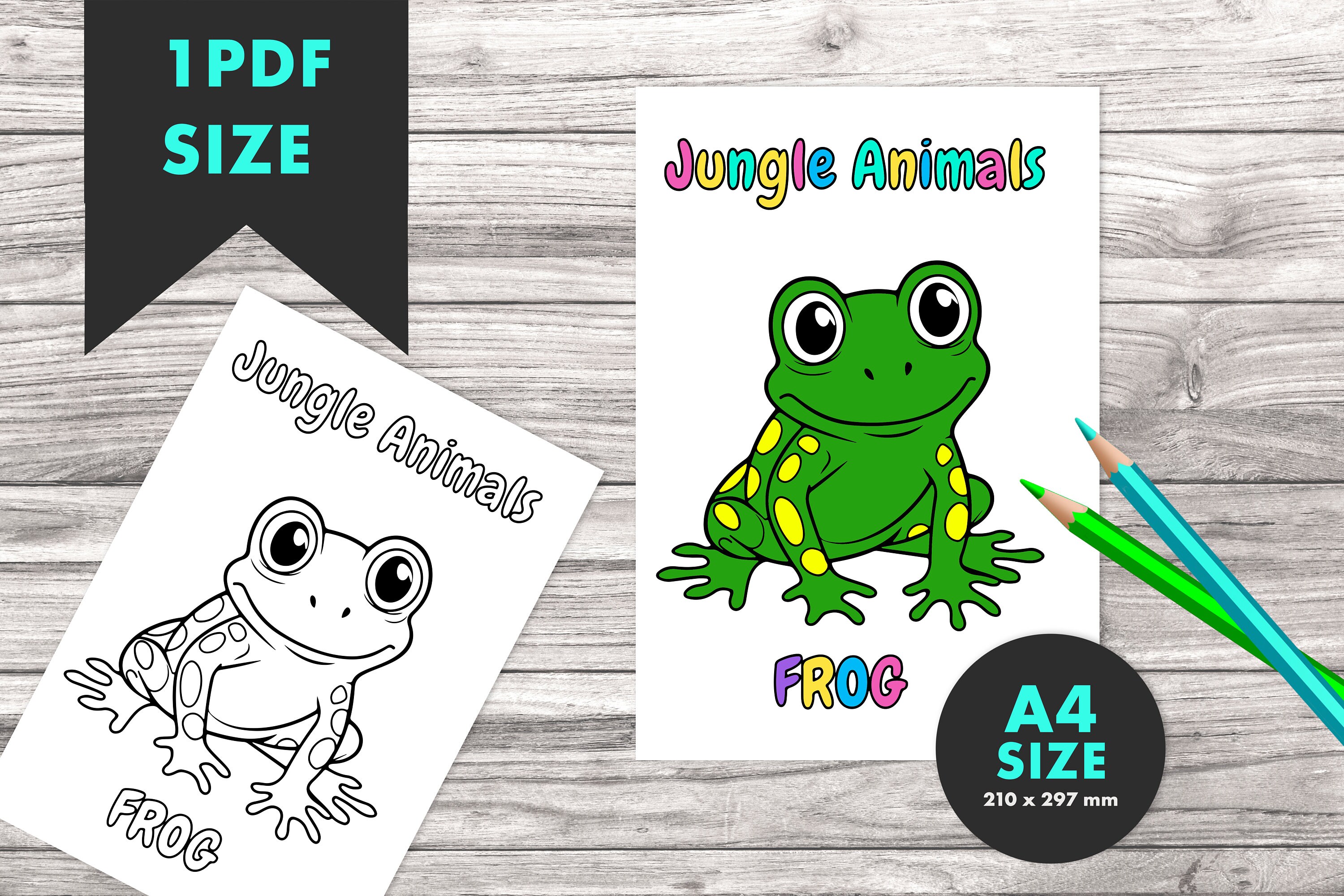 Cute Jungle Animals Coloring Pages for Kids / Coloring Pages Printable ...