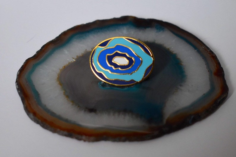Large hard enamel geode pin geology pin | Etsy
