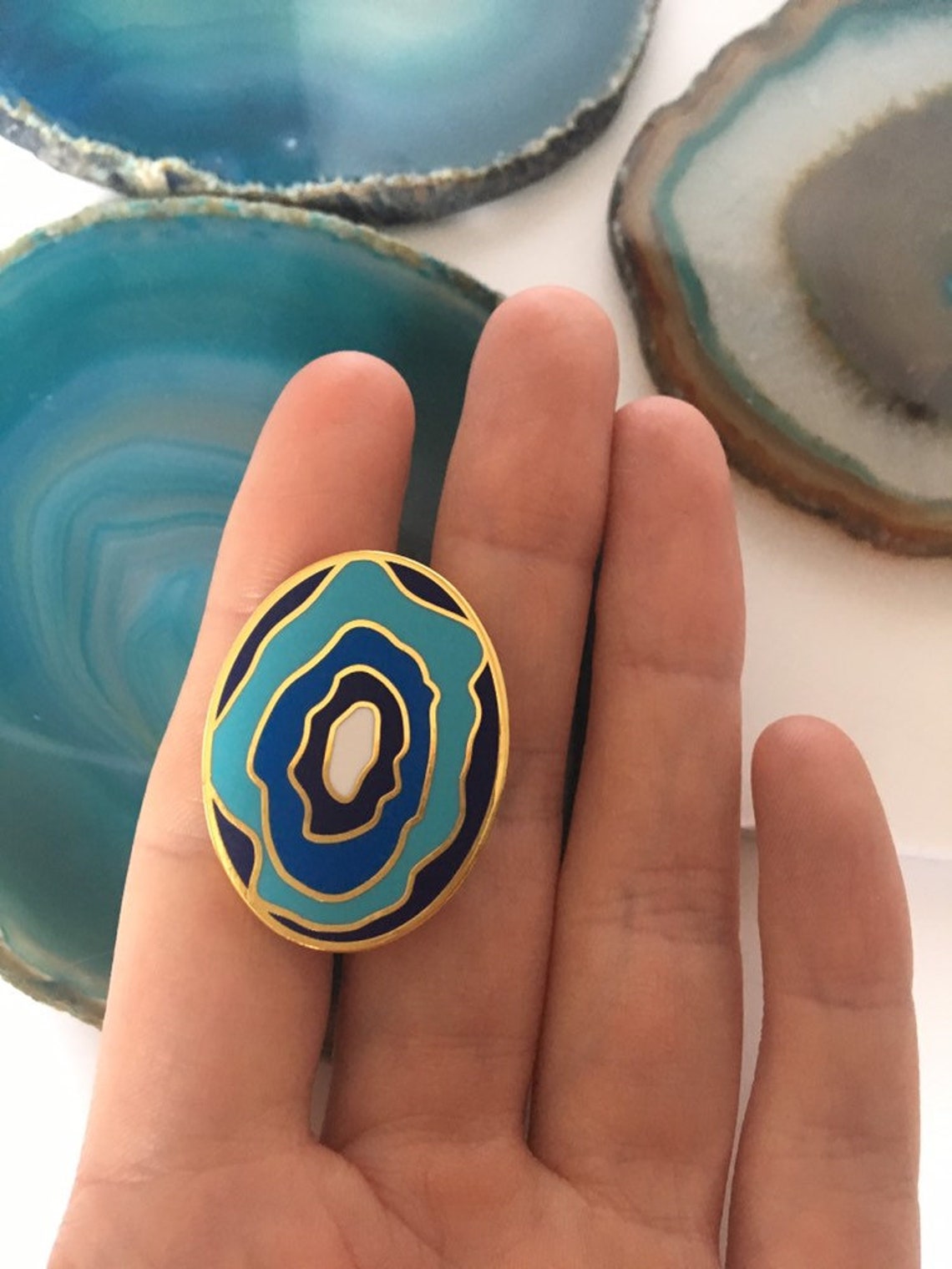 Large Hard Enamel Geode Pin Geology Pin - Etsy