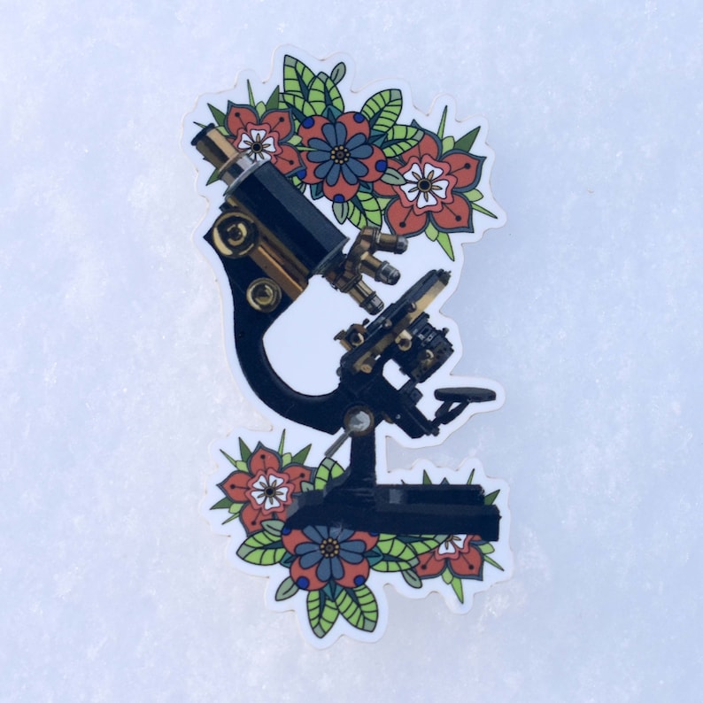 Floral Microscope Vinyl Sticker - Etsy