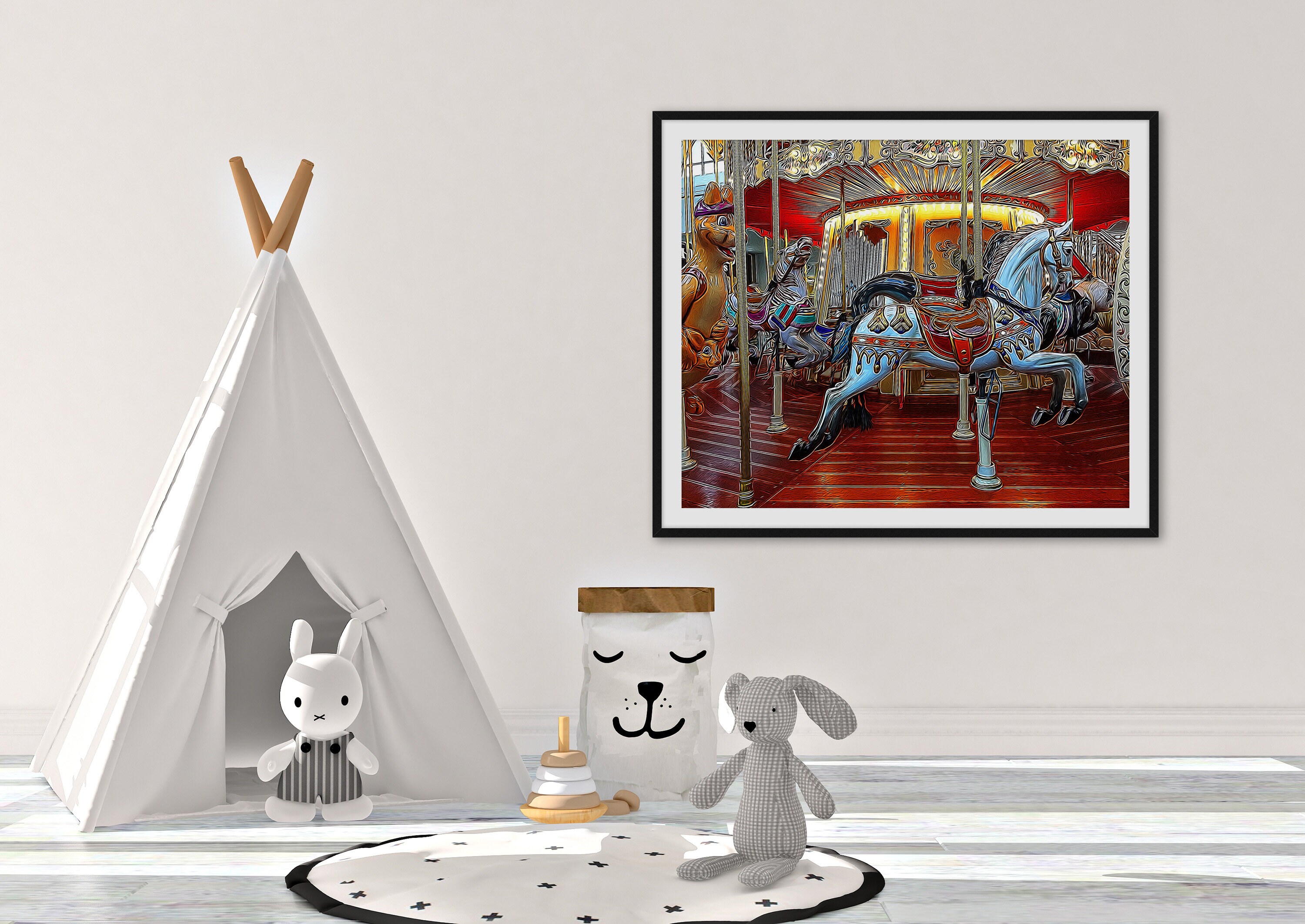 Carousel Horse-carnival-print-digital Art Prints-wall Art Prints-decor ...