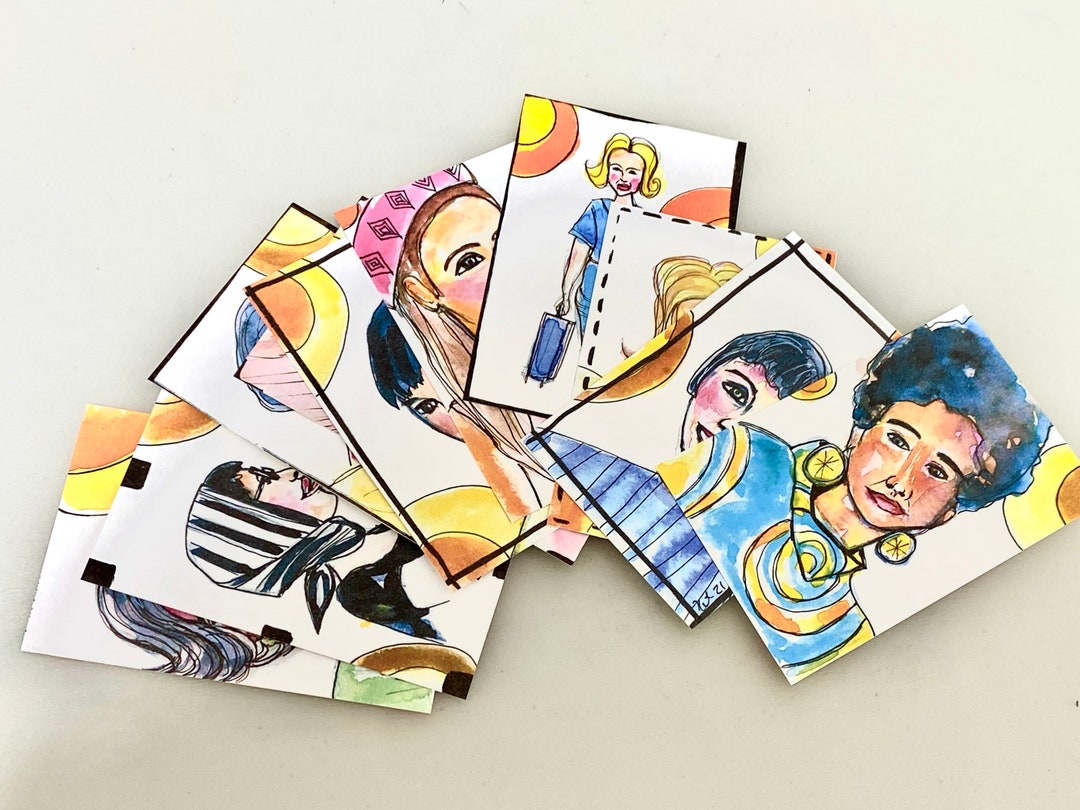 Womens Faces Retro Style Cards, Fashion Illustration, Illustrated Women ...