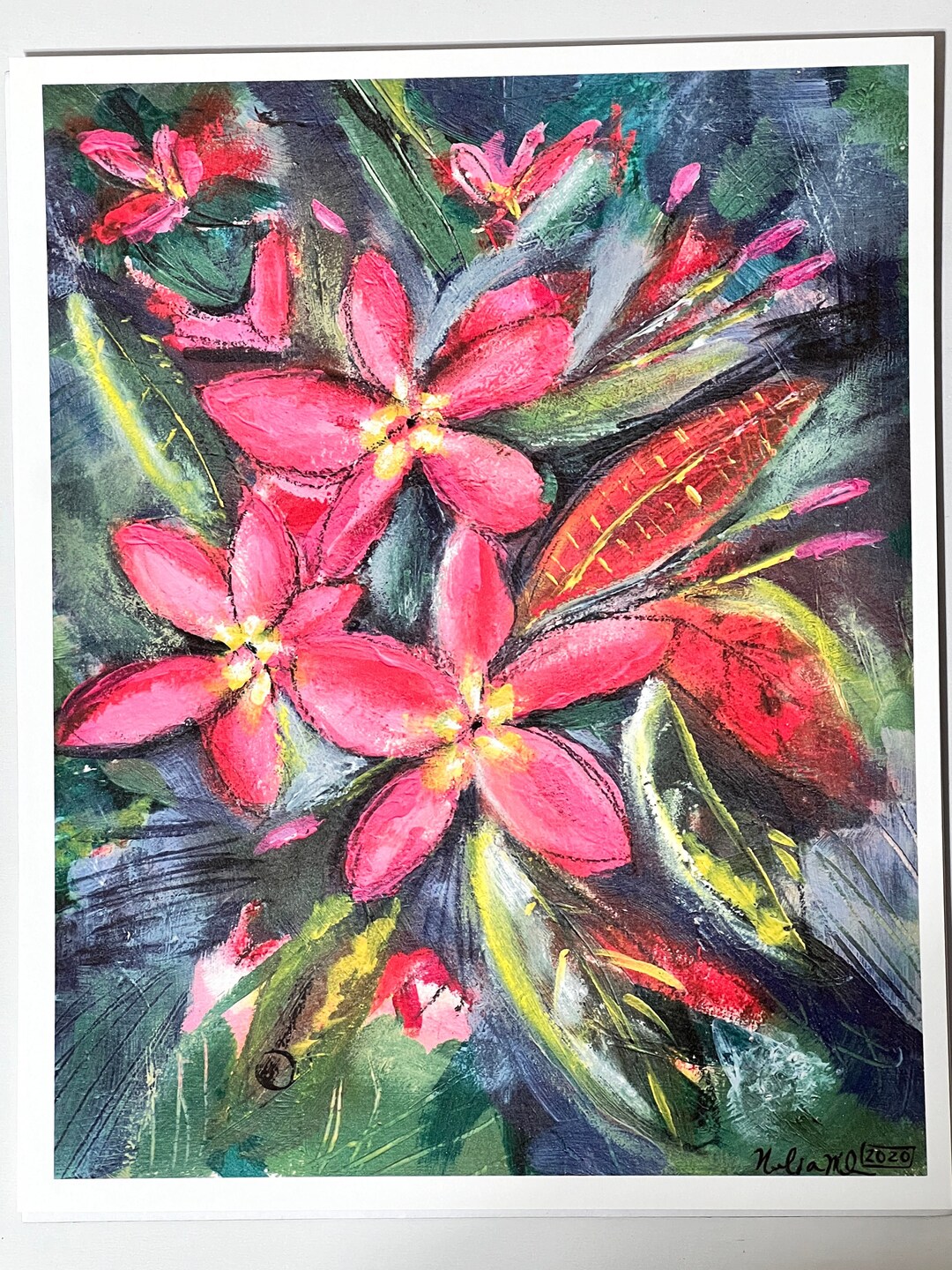 Colorful Fowers Art Frangipani Floral Pastels and Acrylic - Etsy