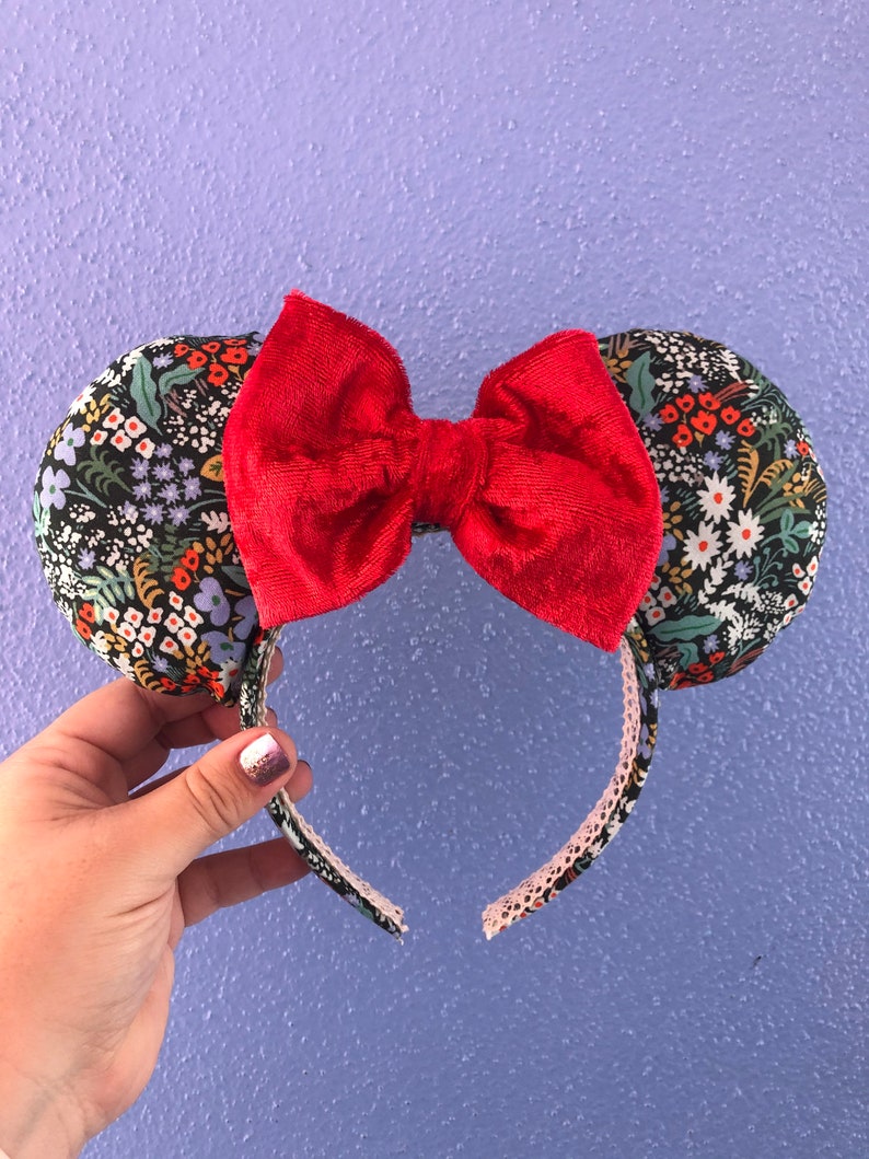 Green and Red Floral Rifle Paper Co Minnie Ears - Etsy