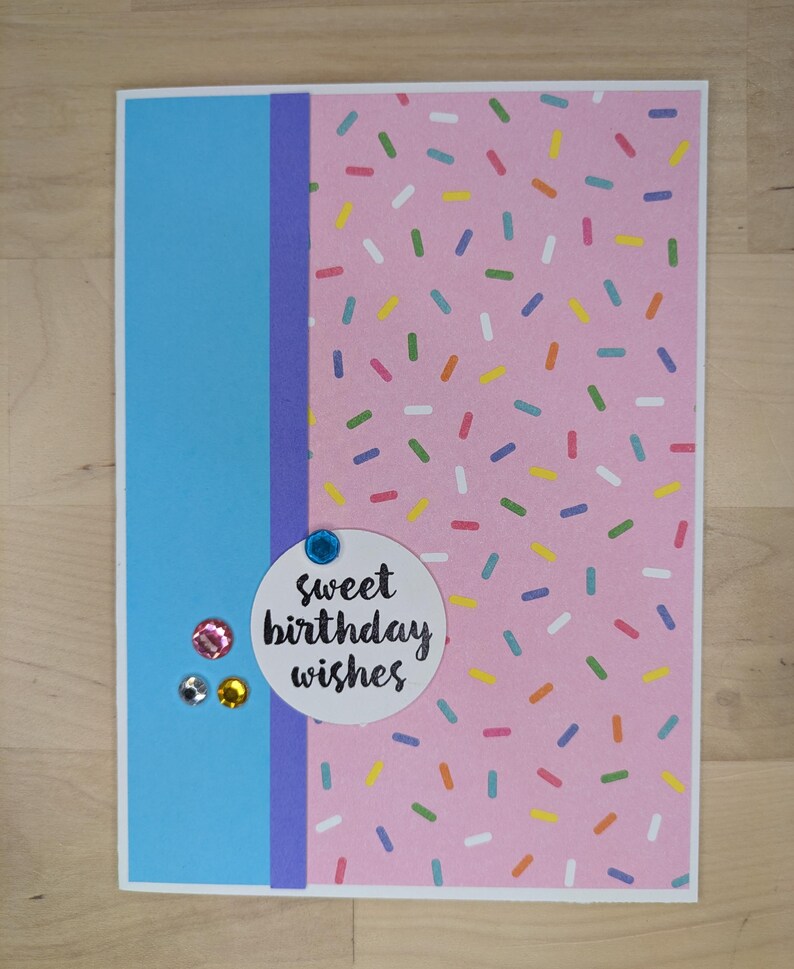 Handmade Birthday Card | Pink Sprinkles, Sweet Wishes Sentiment - Etsy