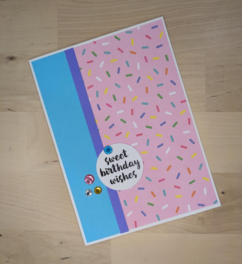 Handmade Birthday Card | Pink Sprinkles, Sweet Wishes Sentiment - Etsy