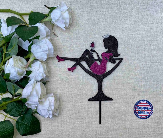Cake Topper Girl in a Glass Custom Colors Women Toppers - Etsy
