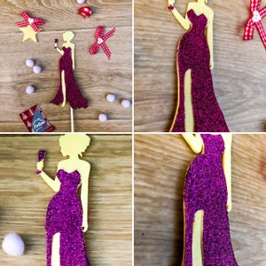 Girl in a Dress With a Glass Cake Topper Cake Topper for 30/40th/50th ...