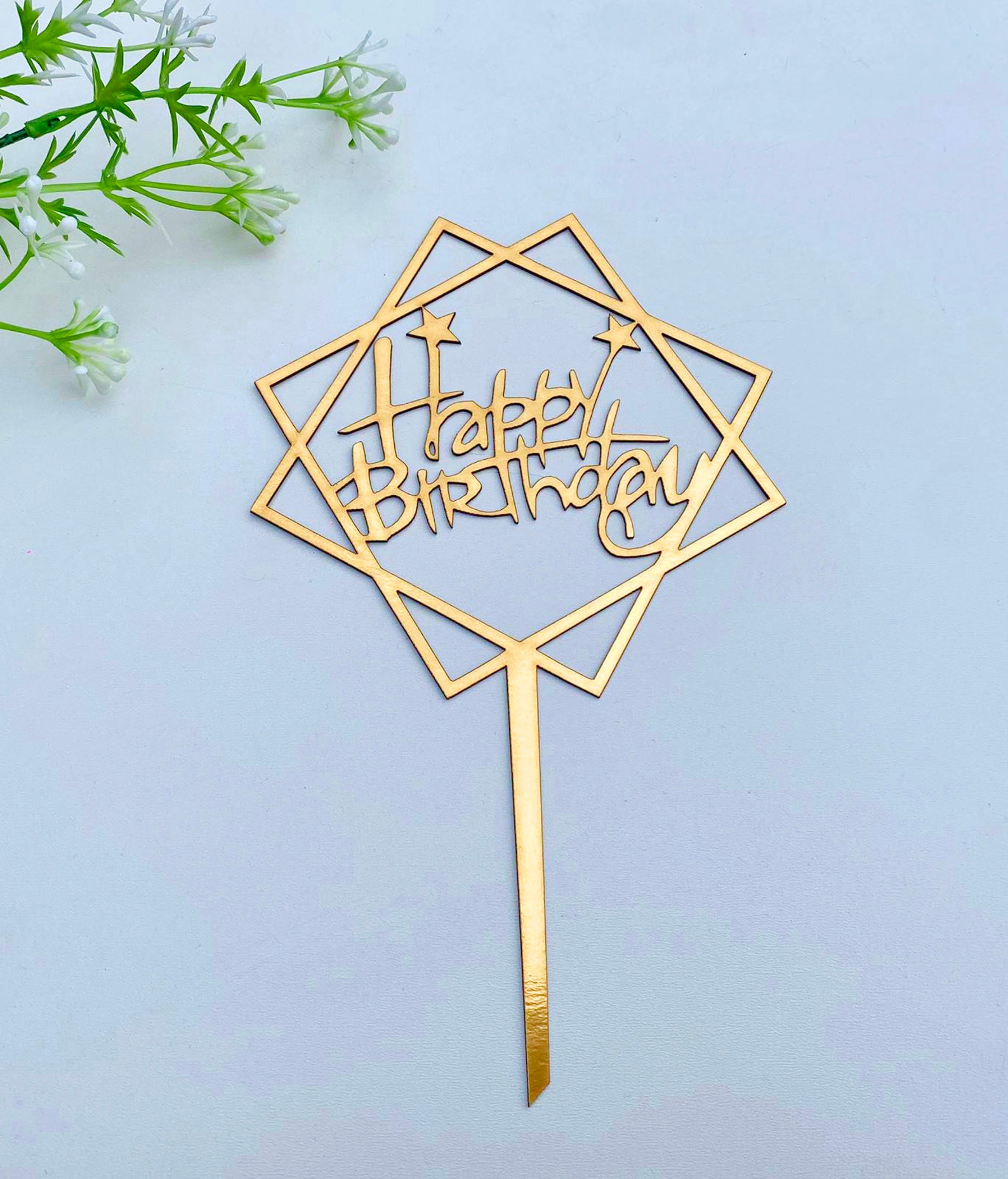 Happy Birthday Cake Topper Mirror Cardboard Toppers Paper Cake | Etsy