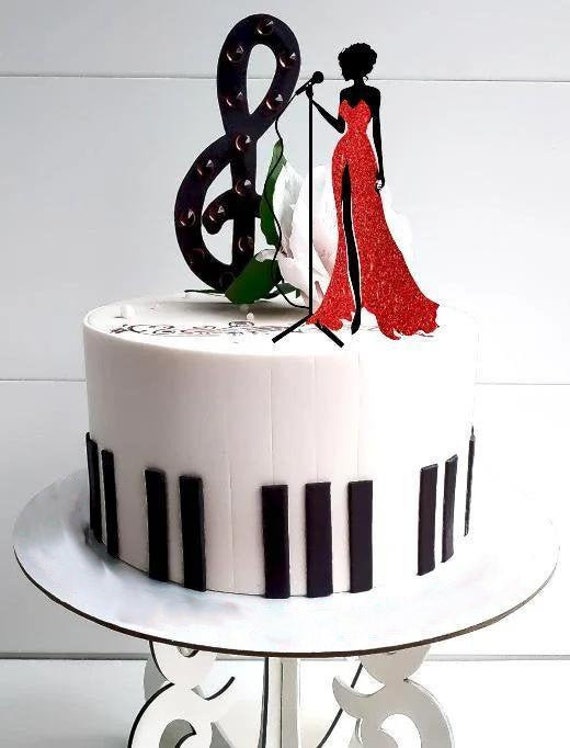 Digital SVG Girl Singer with Microphone Cake topper Women cake topper ...