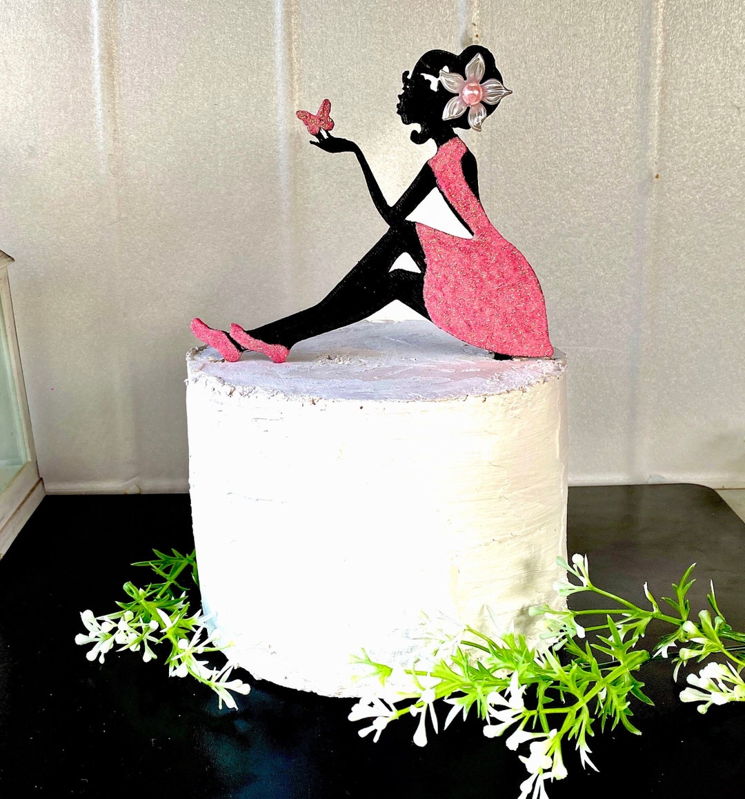 Sitting Girl Silhouette Cake Topper Personalized Topper for Girl Custom ...