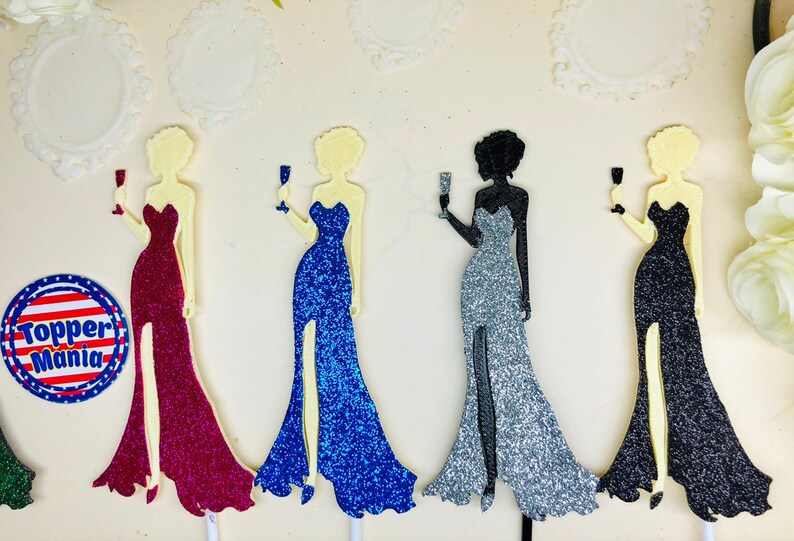 Girl in a Dress With a Glass Cake Topper Cake Topper for - Etsy