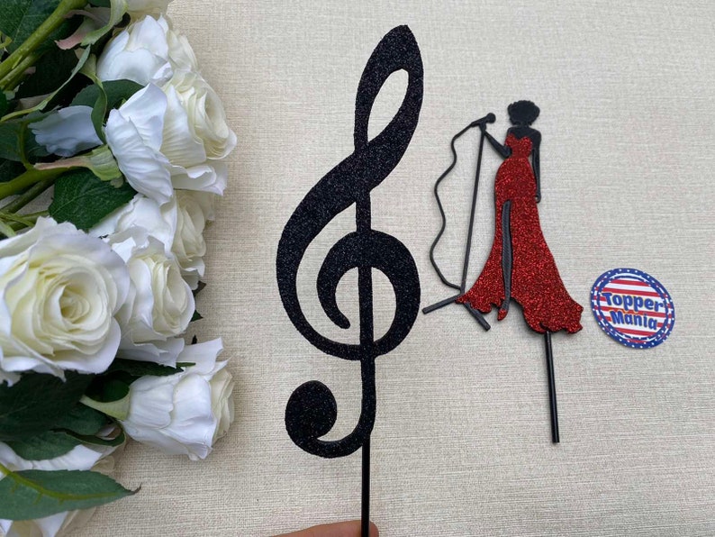 Singer Girl Topper With Microphone Topper Girl With Treble | Etsy