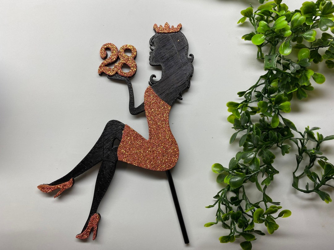 Personalized Sitting Girl Cake Topper for 20th/30th/40th and Any Age ...
