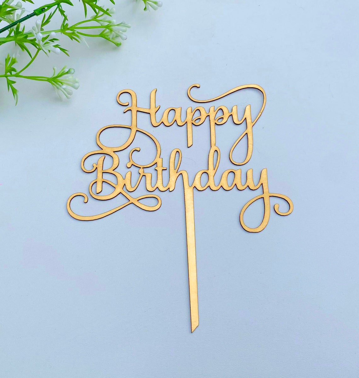 Happy Birthday Cake Topper Mirror Cardboard Toppers Paper Cake | Etsy