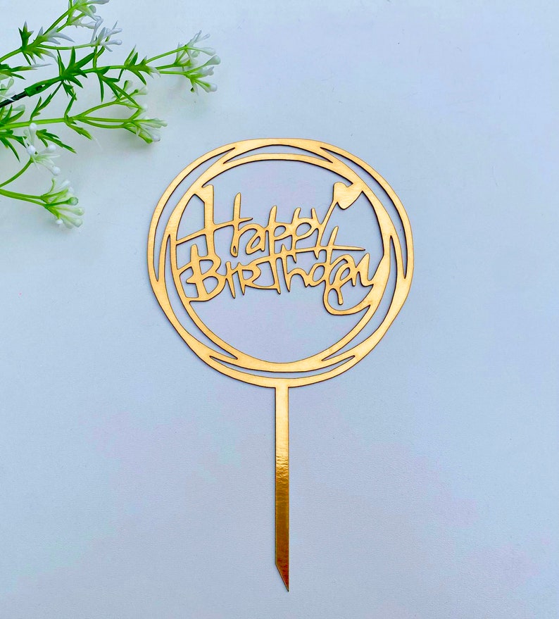 Happy Birthday Cake Topper Mirror Cardboard Toppers Paper Cake - Etsy