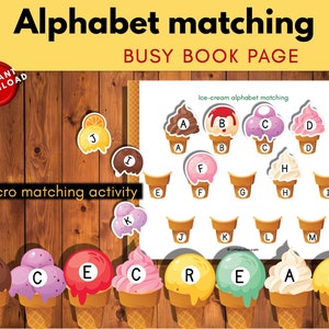 Ice-cream Alphabet Matching Printable - Preschool Busy Book Page ...
