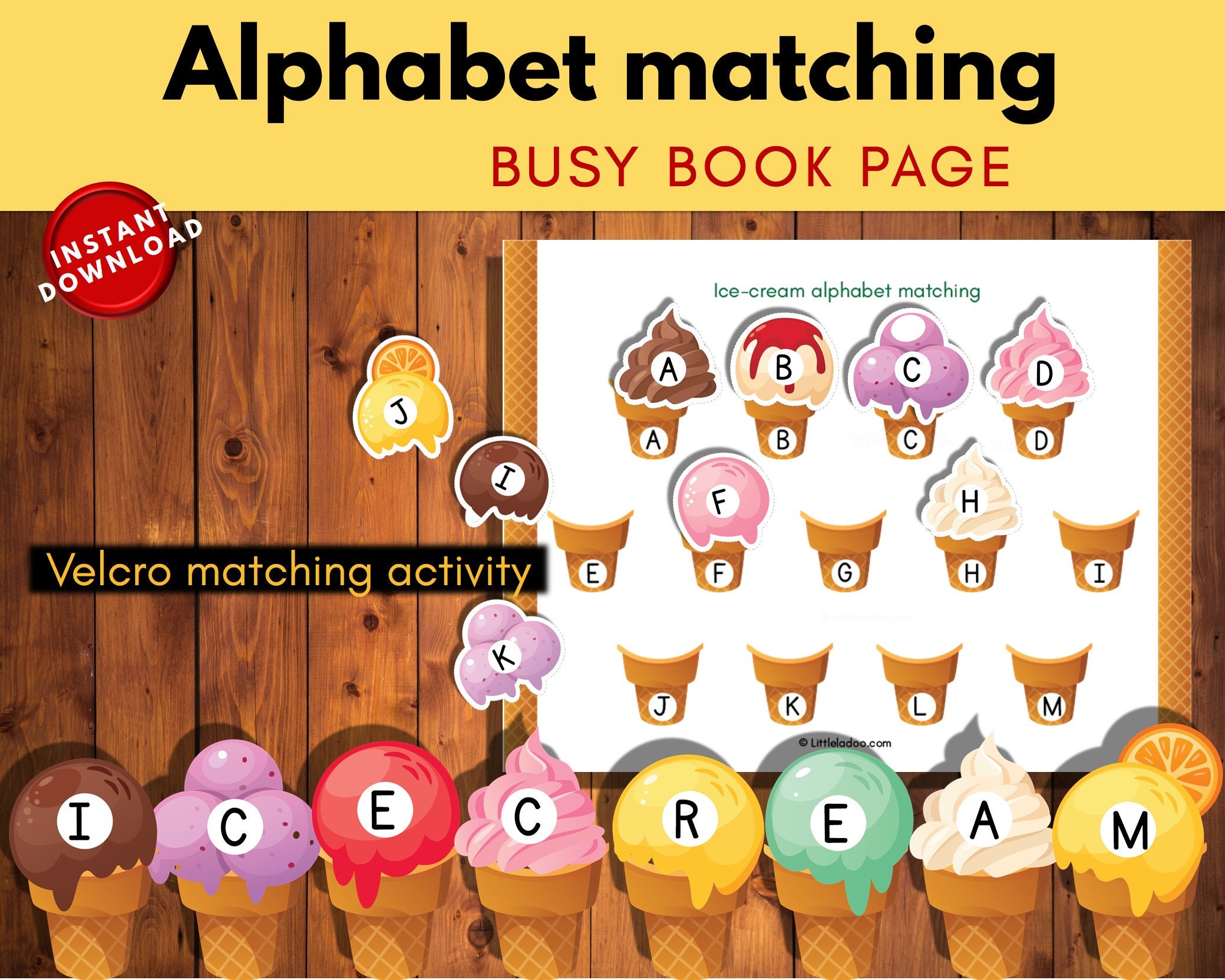 Ice-cream Alphabet Matching Printable - Preschool Busy Book Page ...
