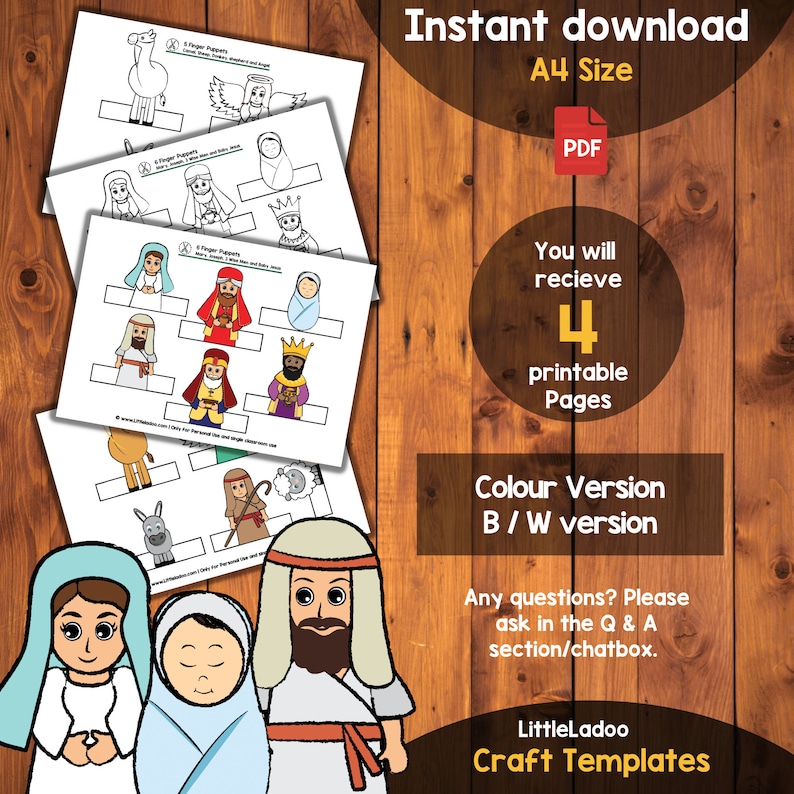 Nativity Finger Puppets Printable - Etsy