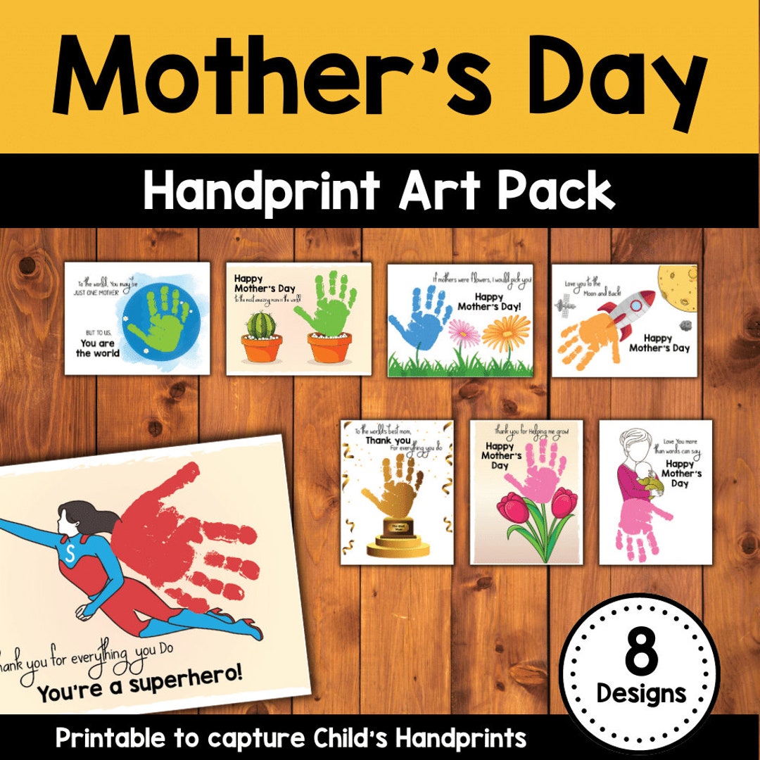 Mother's Day Handprint Art, Mother's Day Card Printable, DIY Mothers ...