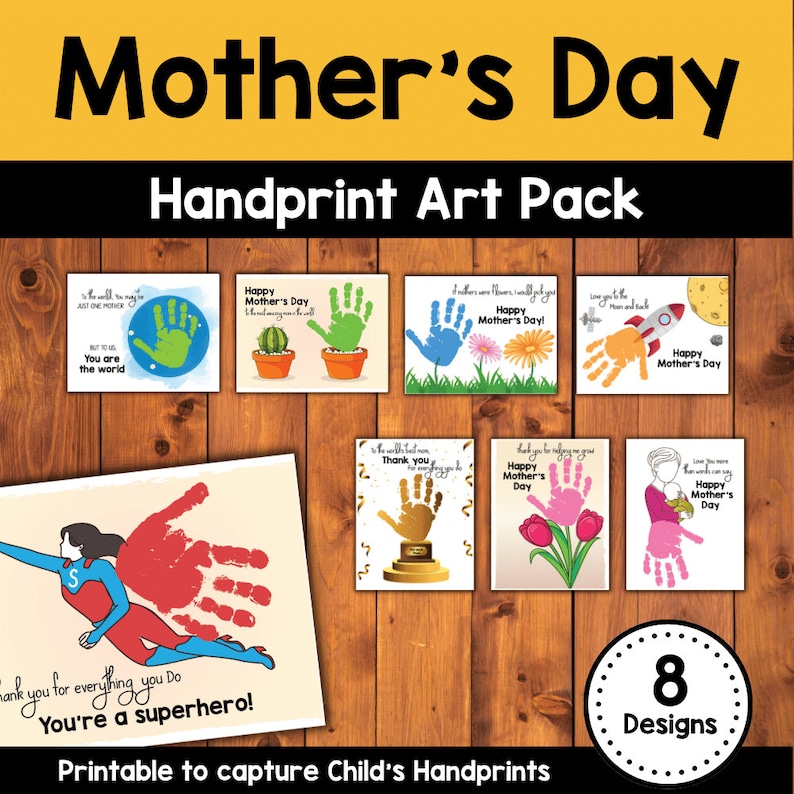 Mother's Day Handprint Art, Mother's Day Card Printable, DIY Mothers ...
