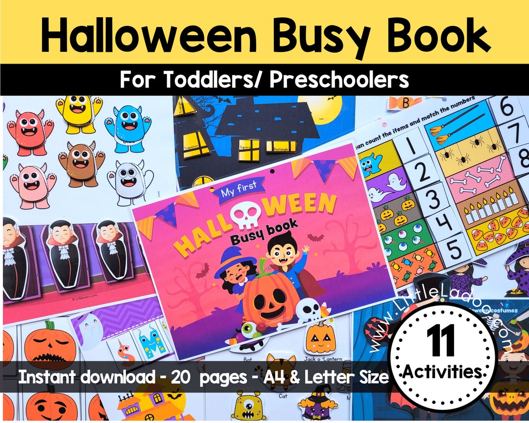 Halloween Busy Book Printable, Toddler Learning Binder, Quiet Book Pdf ...