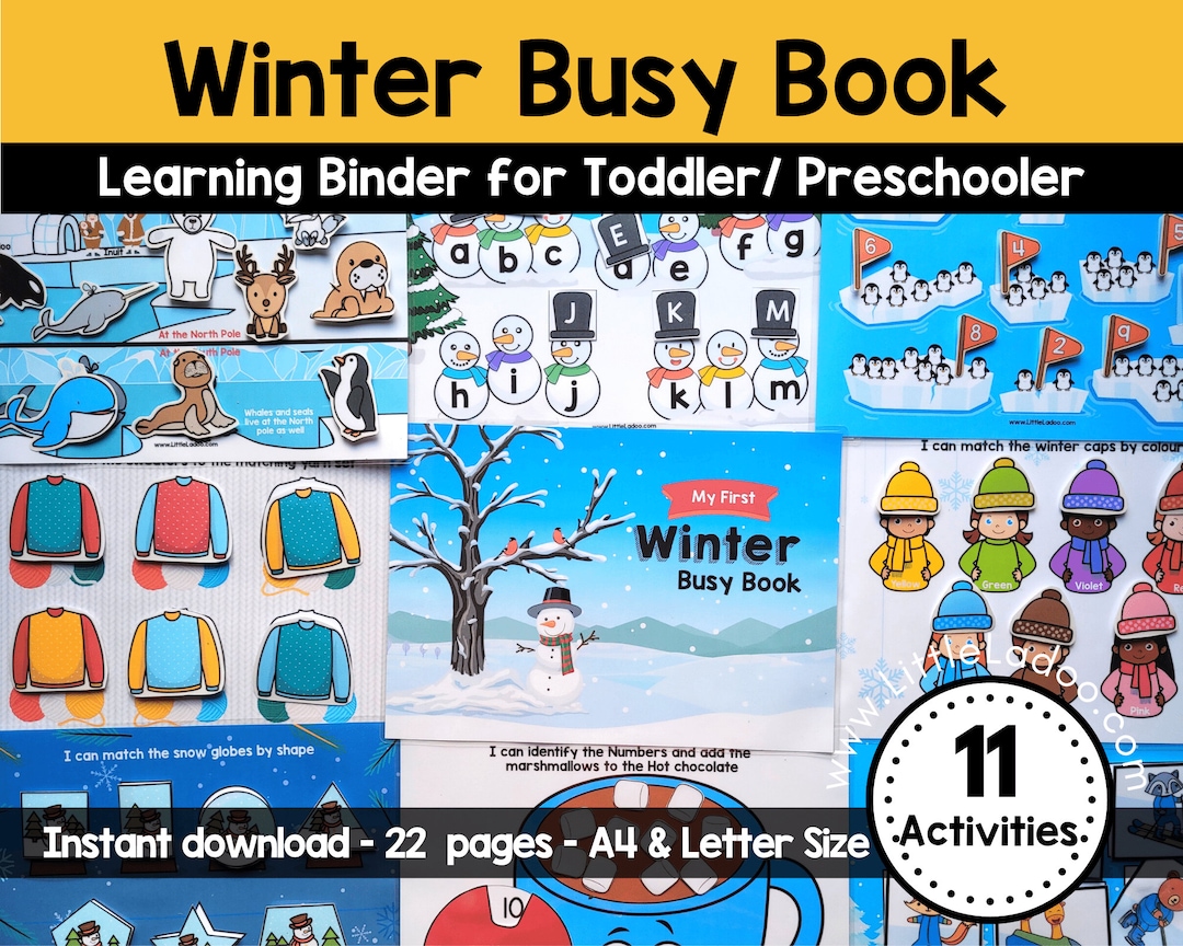 Winter Busy Book Printable, Toddler Learning Binder, Preschool Busy ...