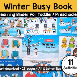 Winter Busy Book Printable, Toddler Learning Binder, Preschool Busy ...