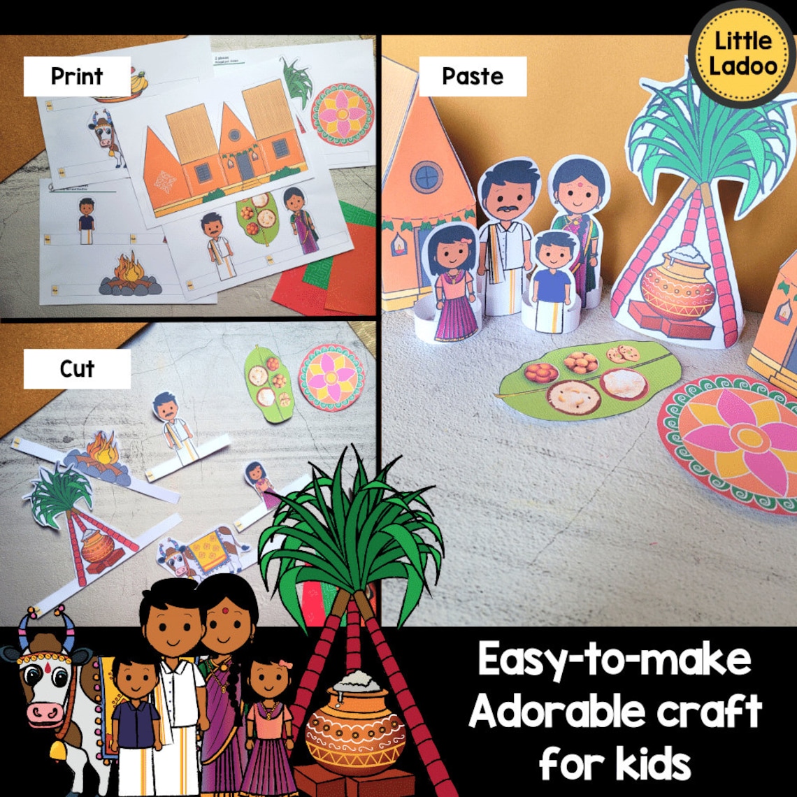 Pongal 3D Craft, Pongal Scene Printable, Pongal Craft for Kids - Etsy